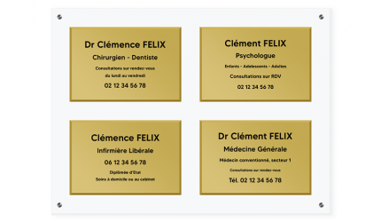 Plaque professionnelle personnalisée en PVC, laiton ou plexiglass ...